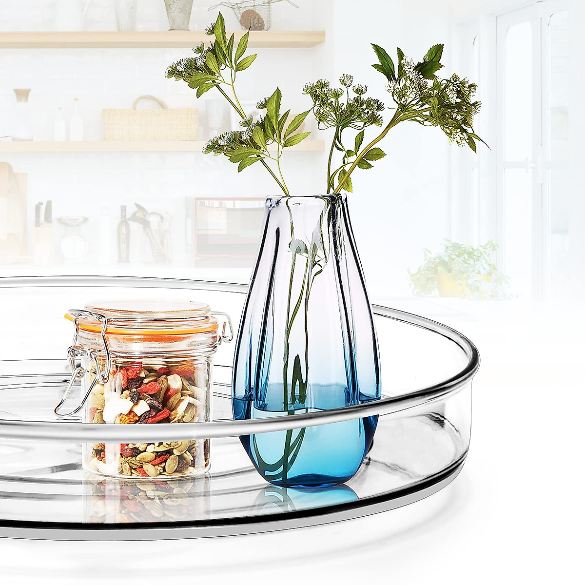 1Pack - 8.6" Clear Lazy Susan Organizer for Cabinet – Quality-Crafted, Durable Turntable Organizer, Bathroom & Cabinet Organizer for Pantry Organization and Storage – Kitchen Organization by TLC Depot