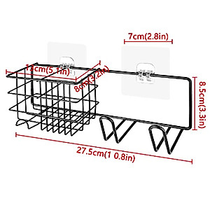 DODAMOUR Household Punch-Free Hair Dryer Holder, Stainless Steel Wall Mount Hair Blow Dryer Stand, Multifunction Bathroom Storage Rack for Hair Dryer, Curling Iron, Hair Straightener (Black)