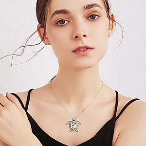 Sterling Silver Turtle Locket Necklace That Holds Pictures Mother Daughter Pendant for Women Mom