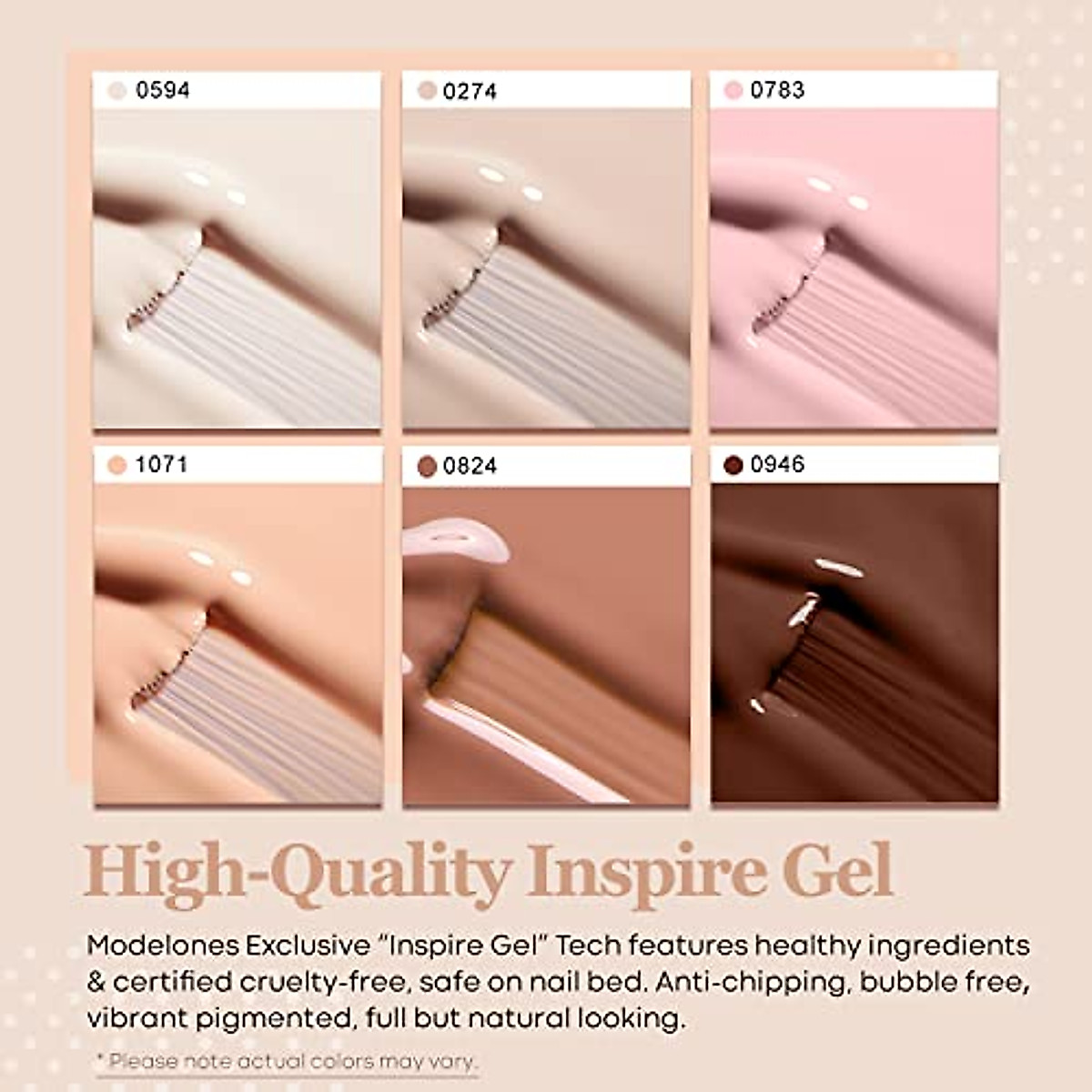 modelones Gel Nail Polish Set- 6 Colors Nude Gel Polish All Seasons Skin Tones Pink Neutral Brown Gel Polish Kit, Soak Off LED Gel Nail Kit Manicure DIY Home