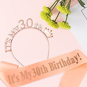 ACO-UINT 30th Birthday Crown for Women, Cute Birthday Sash & Birthday Headband for Women Set, Sweet Birthday Headband 30th Birthday Decorations Birthday Gifts for Women