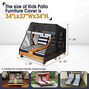 Loenel Outdoor Kids Chaise Lounge Cover for KidKraft Wooden Double Chaise Lounge,Waterproof Patio Furniture Cover for Patio Pool Furniture - 34"L x 37"W x 35"H