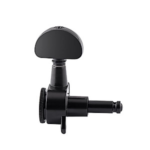 Metallor Locking Guitar String Tuning Pegs Tuning Keys Machine Heads Tuners 1:18 Gear Ratio 6 In Line for Right Handed Electric Guitar or Acoustic Guitar Parts Accessories Half Round Head Black.