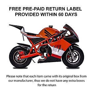 FRP 50cc 2-Stroke Pocket Bike 03, EPA Approved Gas Pocket Bike for Kids W/Strong Dual Brake, Realistic Racing Pocket Rocket Max Speed 20 Mph, Mini Bike Max Weight 165 LB-Ultra Edition (Orange)
