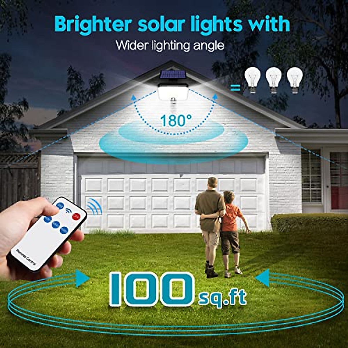 TANBABY Ultra Outdoor Solar Lights, 4000LM Motion Sensor Solar Flood Lights with Remote Control - IPX5 Waterproof Security Lights Ultra Dusk to Dawn Solar Lighting for Outside Patio Garage