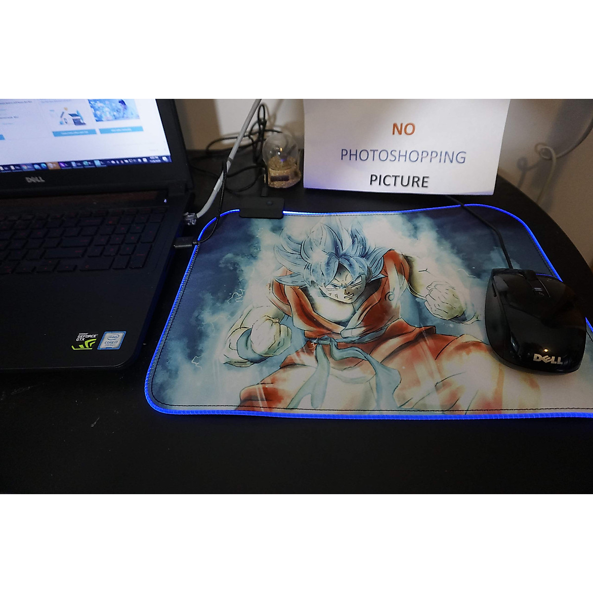 RGB Blue Super Sayan god Gaming Mouse Pad Large Color LED Lighting Wired USB 13.8 x 9.8 Inches for Gamer