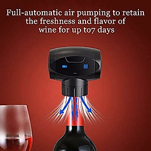 KAVYDENS Electric Wine Stoppers, Best Gift for Wine Lover, Automatic Wine Vacuum Pump with Stoppers Silicone, Reusable Wine Bottle Stoppers Cork Saver Plug & Sealer