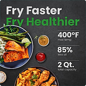 CHEFMAN 2 Qt Mini Air Fryer – Digital Space-Saving Compact Air Fryer with Nonstick and Dishwasher Safe Basket, Quick & Easy Meals in Minutes, Features Digital Timer and Shake Reminder – Grey