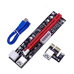 6 Pack PCI-E Riser with Led Notice, Multi-Interface Function Express Cable 1X to 16X Graphics Extension PCIe Riser,Powered Riser Adapter Card+60cm USB 3.0 Cable for Bitcoin Litecoin ETH Coin Mining