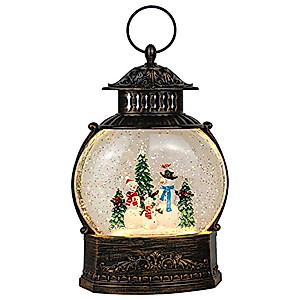 DRomance Christmas Singing Snow Globe Lantern Battery Operated USB Powered Lighted Water Glitters Music Snow Globe Holiday Decoration for Women Children(Snowman, 6 x 3.2 x 11 Inches)