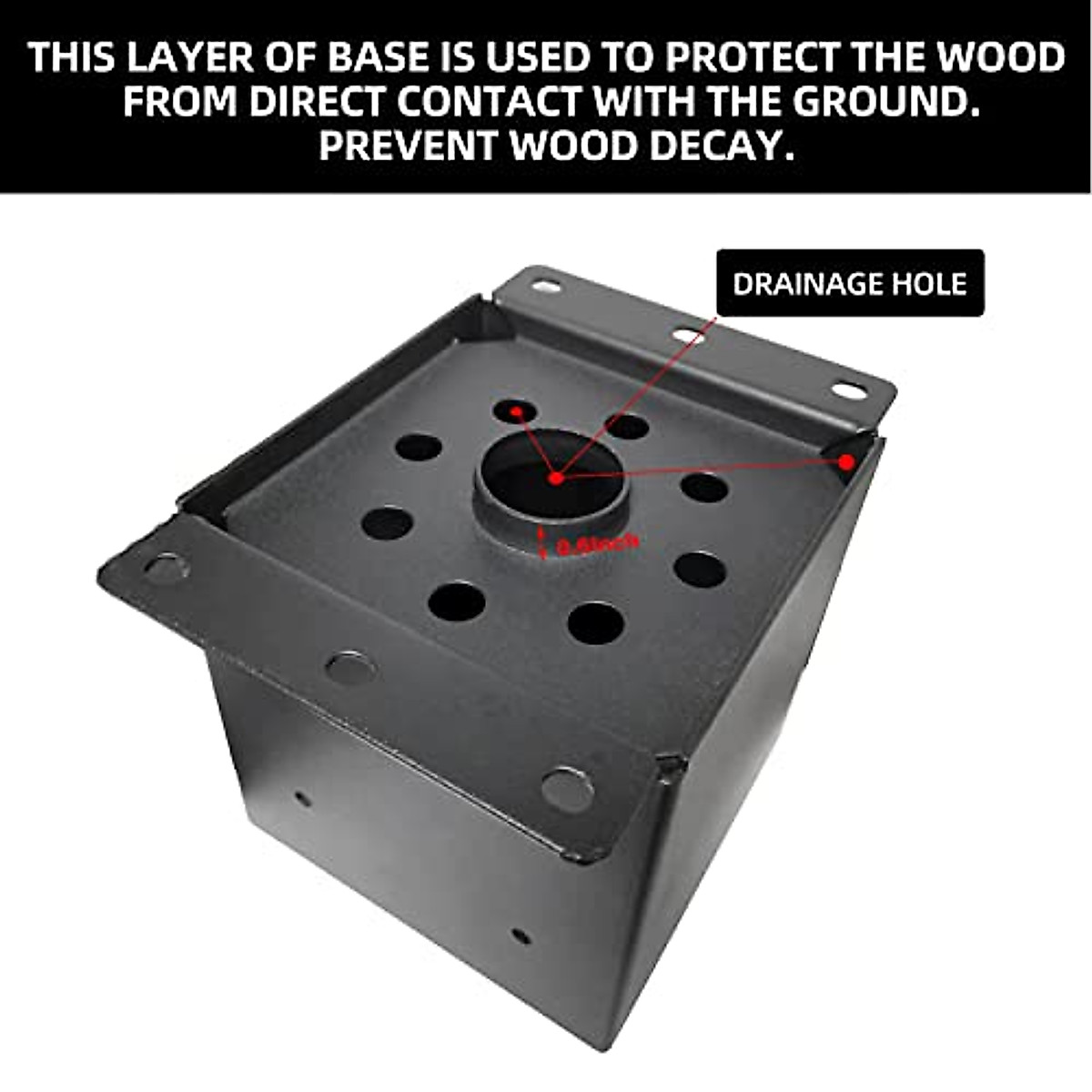 6x6 Post Base 2 Pcs, (Inner Size 5.6x5.6) Post Brackets Kit, Heavy Duty Black Metal Powder-Coated Post Anchor Outdoor Framing Module Fit for Support Deck Base Plate Pergola Brackets Fence Kit……