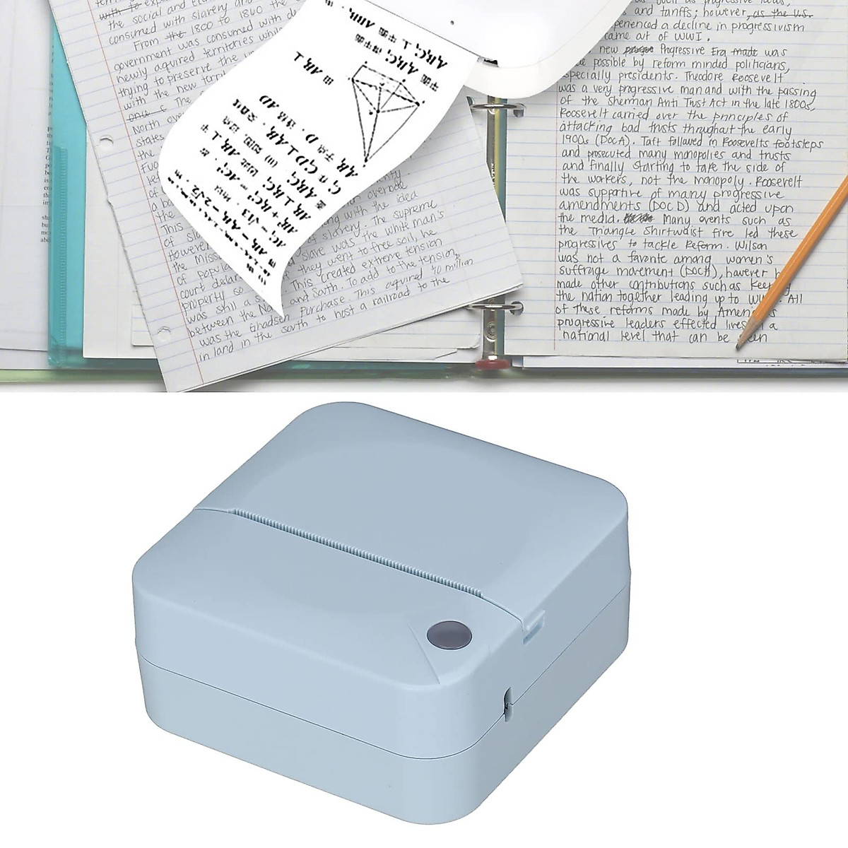 Gaeirt Mini Printer 200dpi Thermal Printer for Phone, Rechargeable Inkless Printer Instant Photo Printer Portable Printer for Home Picture Printer for Photos, Notes(Blue)