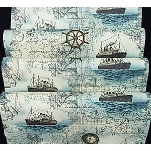 Moyishi Vintage Floral Flower Paper Peel & Stick Shelf Liner Dresser Drawer Sticker 17.7''x78.7'' (Boat)