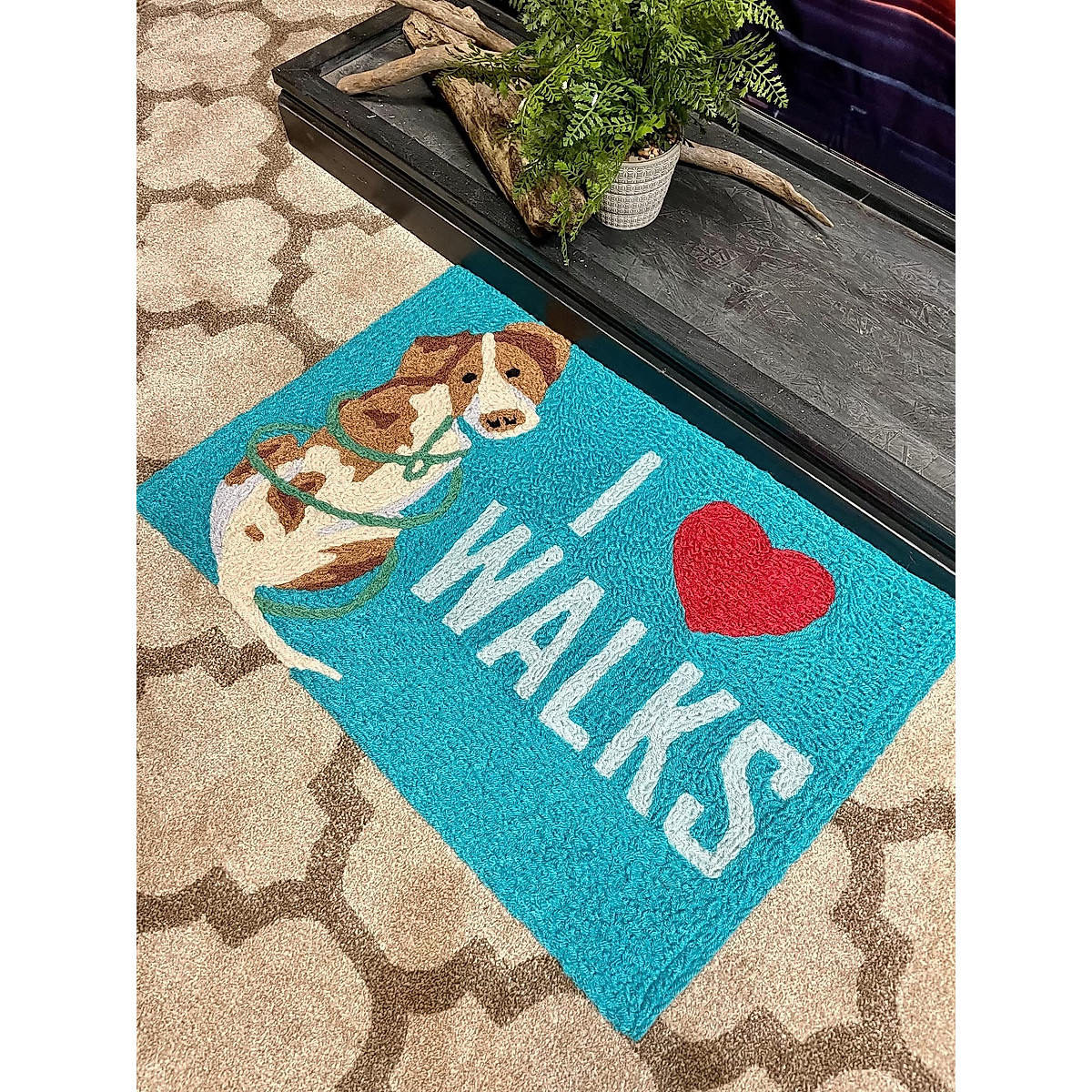 Jellybean Indoor/Outdoor Decorative I Luv Walks Accent Rug - 21" X 33"