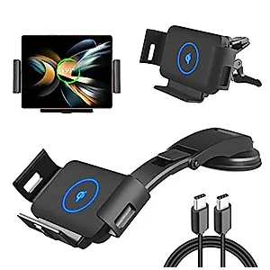 DOODBI Wireless Car Charger Mount for Galaxy Z Fold 4/3 car Mount/Accessories,Fast Charging Phone Holder for Galaxy Z Fold 4/3/2/S22 Ultra, iPhone 13 Pro Max,Google Pixel 6 Pro