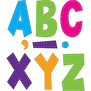 Teacher Created Resources Multi Bright Stitch 7" Fun Font Letters & Colorful Stripes Straight Rolled Border Trim - 50ft