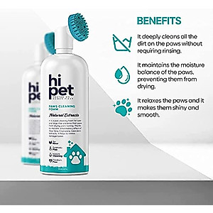 HiPet Paw Cleaner Foam, Paw Cleaner for Dogs and Cats, Cat and Dog Paw Moisturizer, Effortless and Easy-to-Use Bottle Design Dog Feet Cleaner, 150 mL / 5.07 Fl Oz
