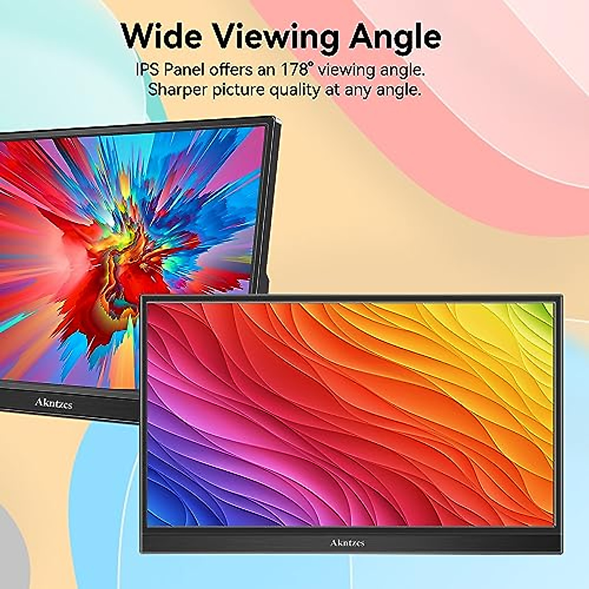 Akntzcs Portable Monitor, 14 Inch FHD 1080P USB-C Laptop Monitor HDMI Computer Display HDR Eye Care IPS Screen, External Travel Monitor for Laptop PC
