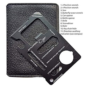 Card Size Multitool and Knife Unique Gifts Set for Men Perfect Fits in Husband Boyfriend Father Wallet Stocking Stuffers for Him Christmas Gifts for Him (set of 2 Items)