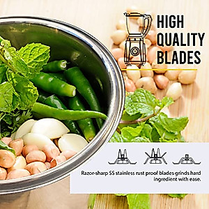 EconoHome Mixer Grinder - Electric Mixer Grinder for Asian Cooking, Food Prep - Includes Liquidizing Jar, Dry & Wet Grinder Jar, Chutney Jar, Lids & Spatula - 750W Motor, Stainless Steel 304 Blades