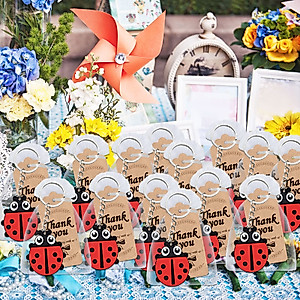Elecrainbow 60 Pack Ladybug Party Favors Include 20 Keychains,20 Thank You Tags and 20 Goodie Bags for Ladybug Lover, My Little Ladybug Themed Party, Baby Shower, Birthday, Goodie Bag Fillers