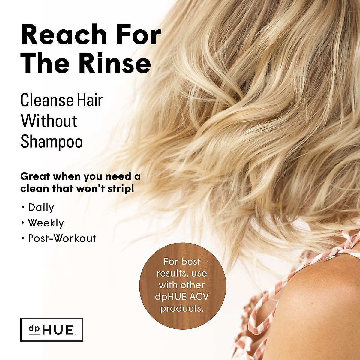 dpHUE Apple Cider Vinegar Hair Rinse, 8.5 oz - Shampoo Alternative & Scalp Cleanser - Removes Buildup & Protects Natural Hair Oils