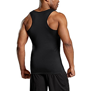 ATHLIO Men's Cool Dry Compression Sleeveless Tank Top, Sports Running Basketball Workout Base Layer, 3pack Tank Top Black/Black/Black, Small