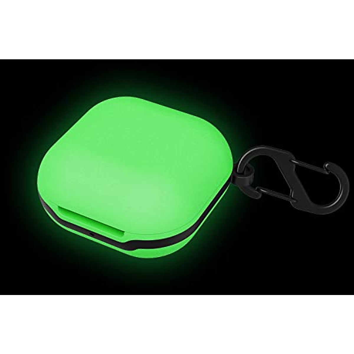 Geiomoo Silicone Case Compatible with Galaxy Buds 2 Pro, Galaxy Buds2, Galaxy Buds Pro, Galaxy Buds Live, Protective Cover with Carabiner (Luminous Green)