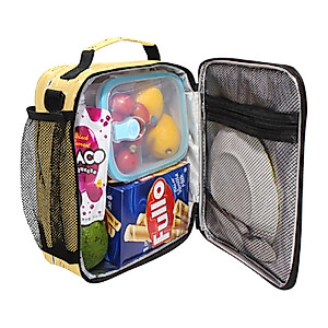 HUXINO Insulated Lunch Box, Geometric Animal Bees Pattern Lunch Bag Reusable Lunchbox Meal Prep Cooler Ice Bag Thermal Food Container Lunch Box for Women Men Kids Work Travel Picnic Party