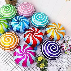 24Pcs Mylar Foil Sweet Candy Balloons 18 Inch Round Lollipop Balloons for Birthday Baby Wedding Christmas Party Balloons Party Decoration Supplies