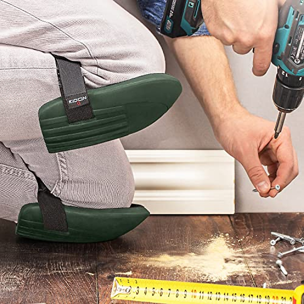 NoCry Home & Gardening Knee Pads for Women and Men - Lightweight Waterproof EVA Foam Cushion, Soft Inner Liner, and Easy Fit with Adjustable Hook'n'Loop Straps, Garden Kneeling Pads for Work, Green