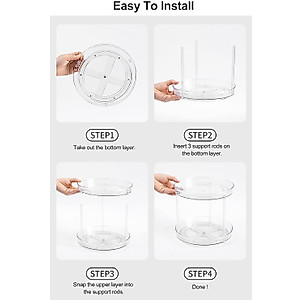 2 Tier Lazy Susan Turntable Cabinet Organizer,360° Rotating Clear Spice Rack Kitchen Storage Container for Countertop, Bathroom,Pantry