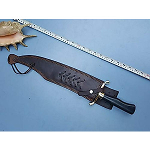 Barq Metals Beautiful Custom Hand M,ade Stainless Steel ''50cm'' Alamo Musso Bowi knife With Pure Leather Sheath