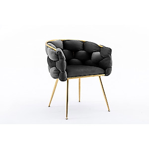INMOZATA Velvet Chair Modern Dining Chair with Gold Legs, Upholstered Accent Chairs for Dining Room, Kitchen, Vanity, Living Room,Black