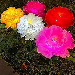 Aolyty Solar Flower Garden Lights, Single Head Solar Peony Light, Outdoor Decoration Solar Stake Lights, 2 Pack IP65 Waterproof LED Landscape Light for Pathway Walkway Patio Lawn Garden (Purple)