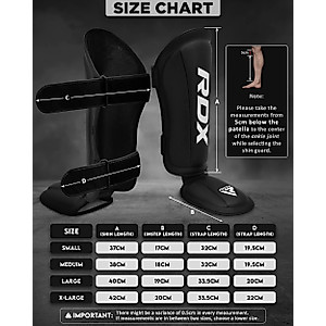 RDX Shin Guards Kickboxing Muay Thai, SATRA SMMAF Approved, Premium Maya Hide Leather, Leg Instep Protection Pads, MMA Martial Arts Kicking Sparring Training Gear, BJJ Karate Boxing Taekwondo, Black