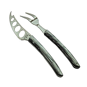 Le Thiers By Neron 2 Piece Laguiole Cheese Knife and Fork Set With Full Plexiglas Handles in Luxury Box