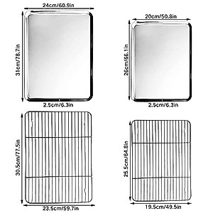 TEMKIN Baking Tray with Removable Cooling Rack Set Stainless Steel Wire Grid Tray Kitchen Oven Cook Pan Non-Stick Bread Barbecue Holder (Size : Small)