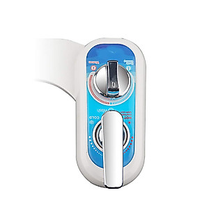 Bluting Bidet Attachment for Toilet,Left Handed Dual Nozzle Cold and Hot Water Spray,Non-Electric Mechanica Toilet Bidet,Water Pressure Control,ABS,for Pregnant/Elderly/Overweight,White-3/8