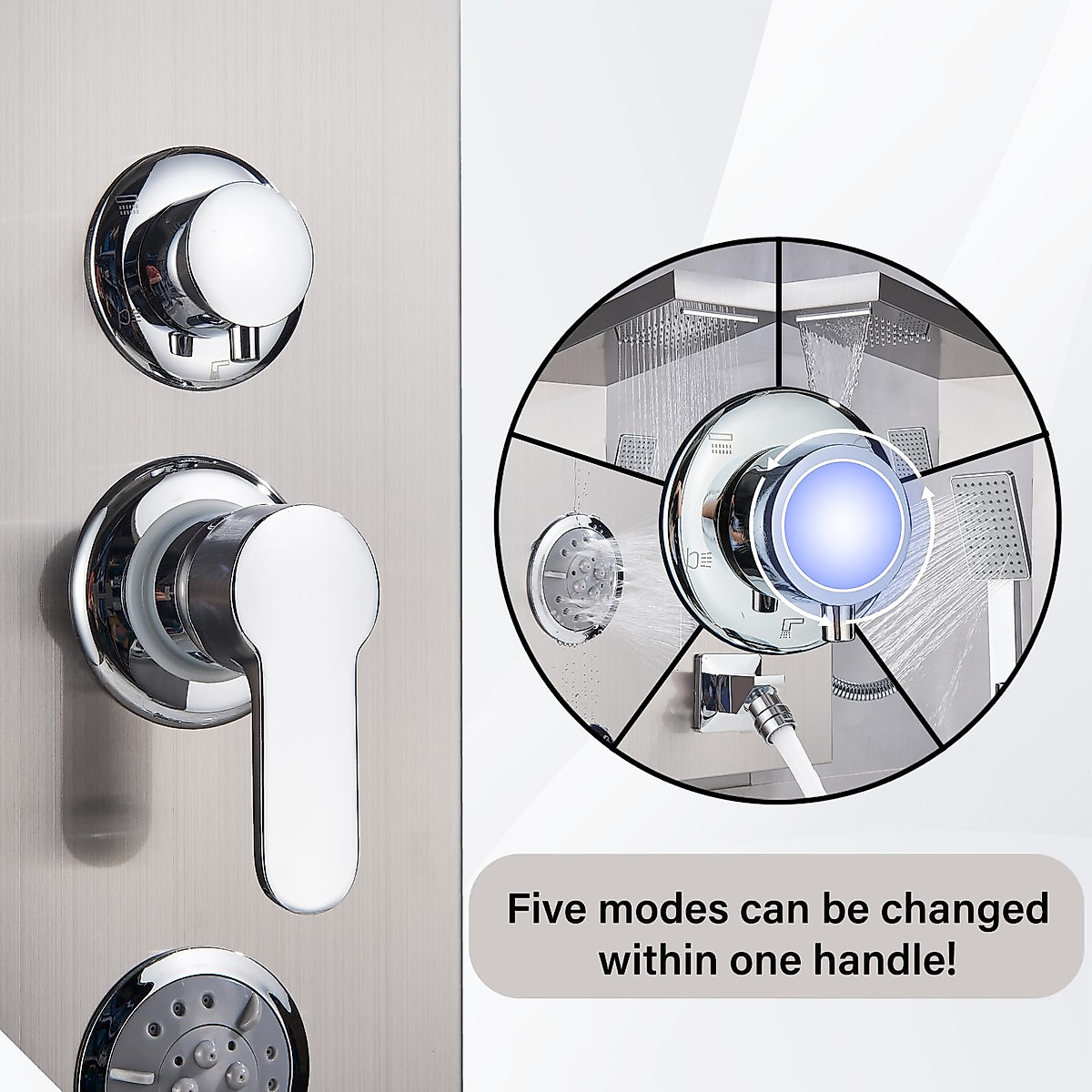 AlenArt Shower Panel Massage Jets Rainfall Waterfall Shower Head, Shower Stainless Steel Wall Mount Massage Multi-Function Bathroom Shower Panel Tower System, Brushed Nickel……