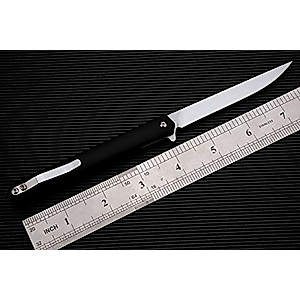 Samior GA035 Small Slim Folding Pocket Flipper Knife, 3.5 inches 5CR13 Drop Point Blade, ABS Handle With Liner lock Pocket Clip, Gentleman's EDC Knives 1.3oz, Black