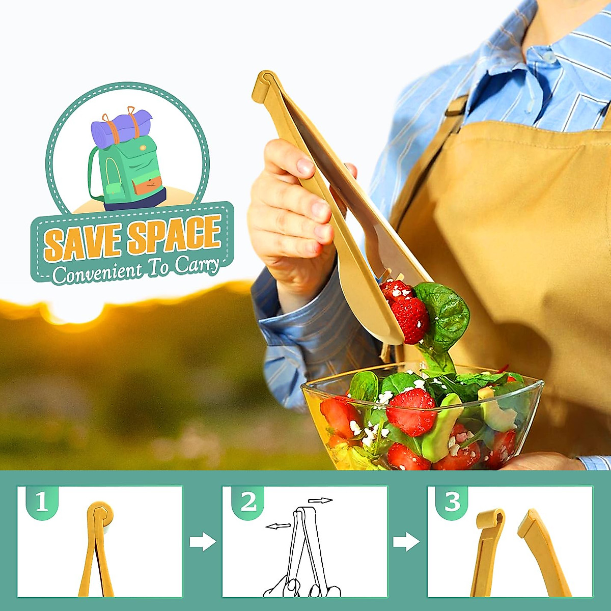 RayPard Reusable Plastic Serving Utensils Set of 24, Wheat straw Large Serving set 10" Serving Spoons/10" Slotted Spoons/9.4" Tongs, for Party Chafing Dish Buffet Catering (Orange/Blue/Yellow/Green)