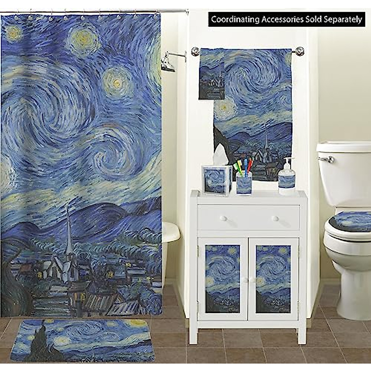 RNK Shops The Starry Night (Van Gogh 1889) Waste Basket - Single Sided (Black)