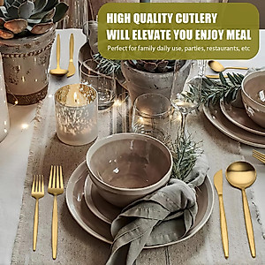 20 Piece Gold Silverware Set for 4, Terlulu Stainless Steel Flatware Set, Gold Cutlery Set Utensils Set, Tableware Include Forks Knives Spoons for Home Kitchen Restaurant Wedding, Satin Finish