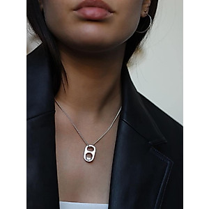 Frodete Soda Tab Necklace for Women Soda Bottle Cap Necklaces for Women Trendy Silver Beaded Chain Necklaces Punk Gifts Christmas Gifts