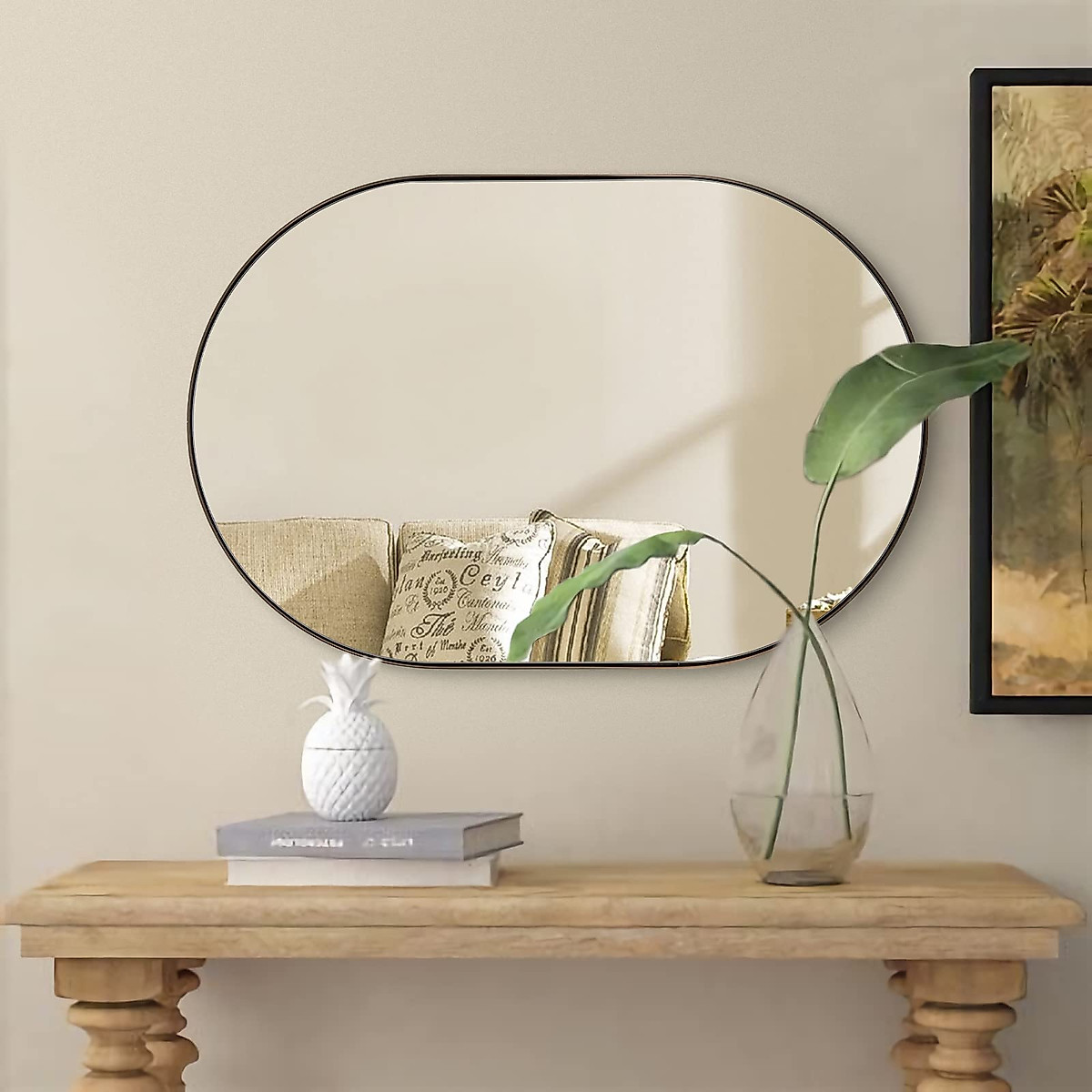 ANDY STAR Bronze Bathroom Mirror, 24x36 Oval Mirrors for Bathroom, Bronze Oval Mirror in Metal Frame Deep 1’’ Wall Mounted Vertical/Horizontal