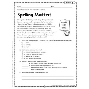 Scholastic Teaching Resources SC-546056 Comprehension Skills Gr 5 40 Short Passages For Close Reading