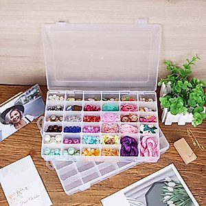 ESCULTORA 4PCS 36 Grids Plastic Organizer Box, Craft Organizer Storage, Bead Storage with 480pcs Label Stickers and Movable Dividers, Fishing Tackles Box, Jewelry Box for Storage