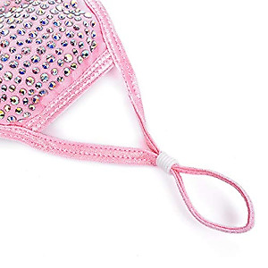 SAILA Halloween Kunoichi Masquerade Mask - Fashion Reusable Rhinestone music festival mask For Lady (Pink/Crystal)