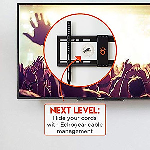 ECHOGEAR Low Profile Fixed TV Wall Mount for TVs Up to 80" - Holds Your Only 1.25" from The Pull String Locking System Easy Cable Access Big Hardware Assortment Simple Install